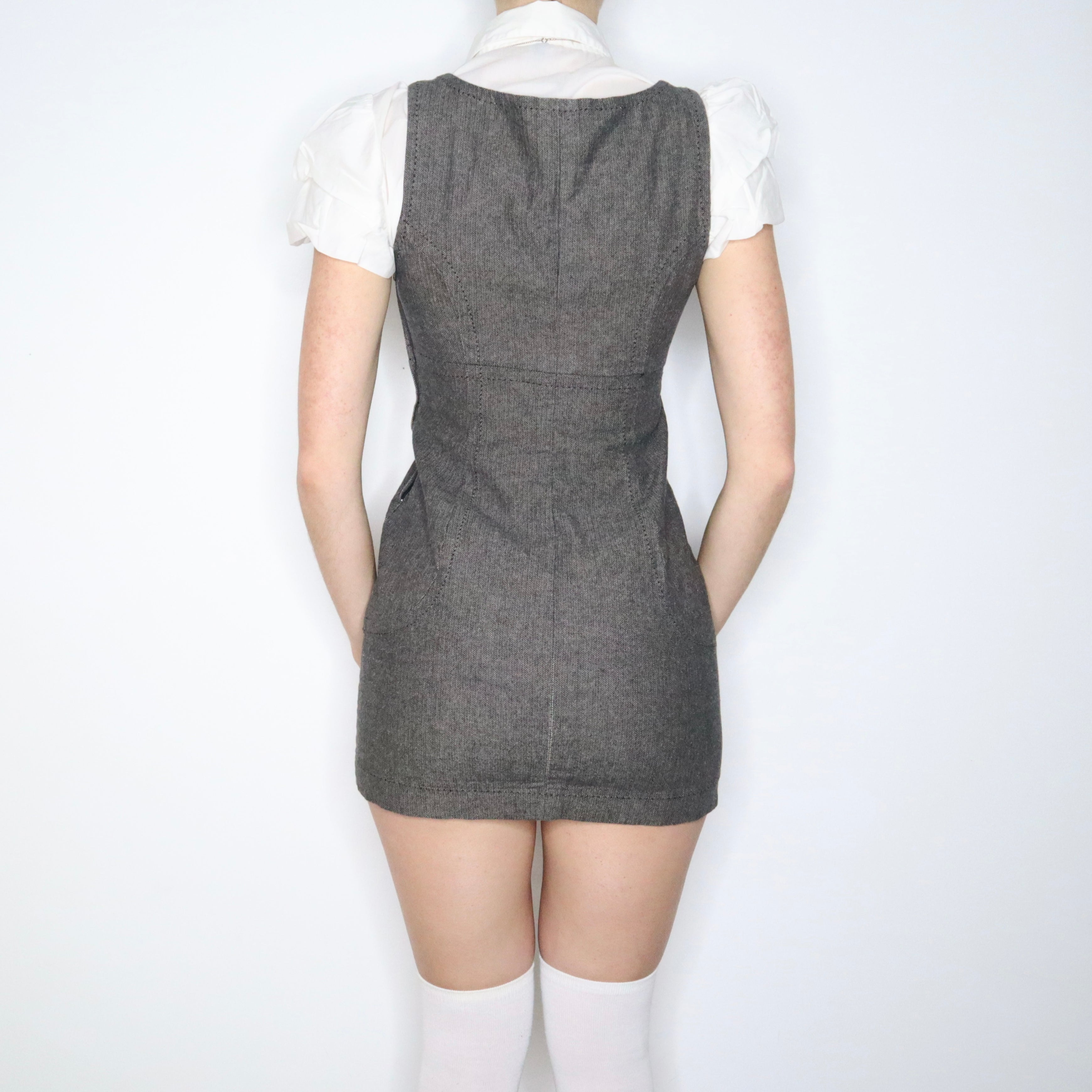 Y2K Preppy Babydoll Mini Dress (S) - Imber Vintage