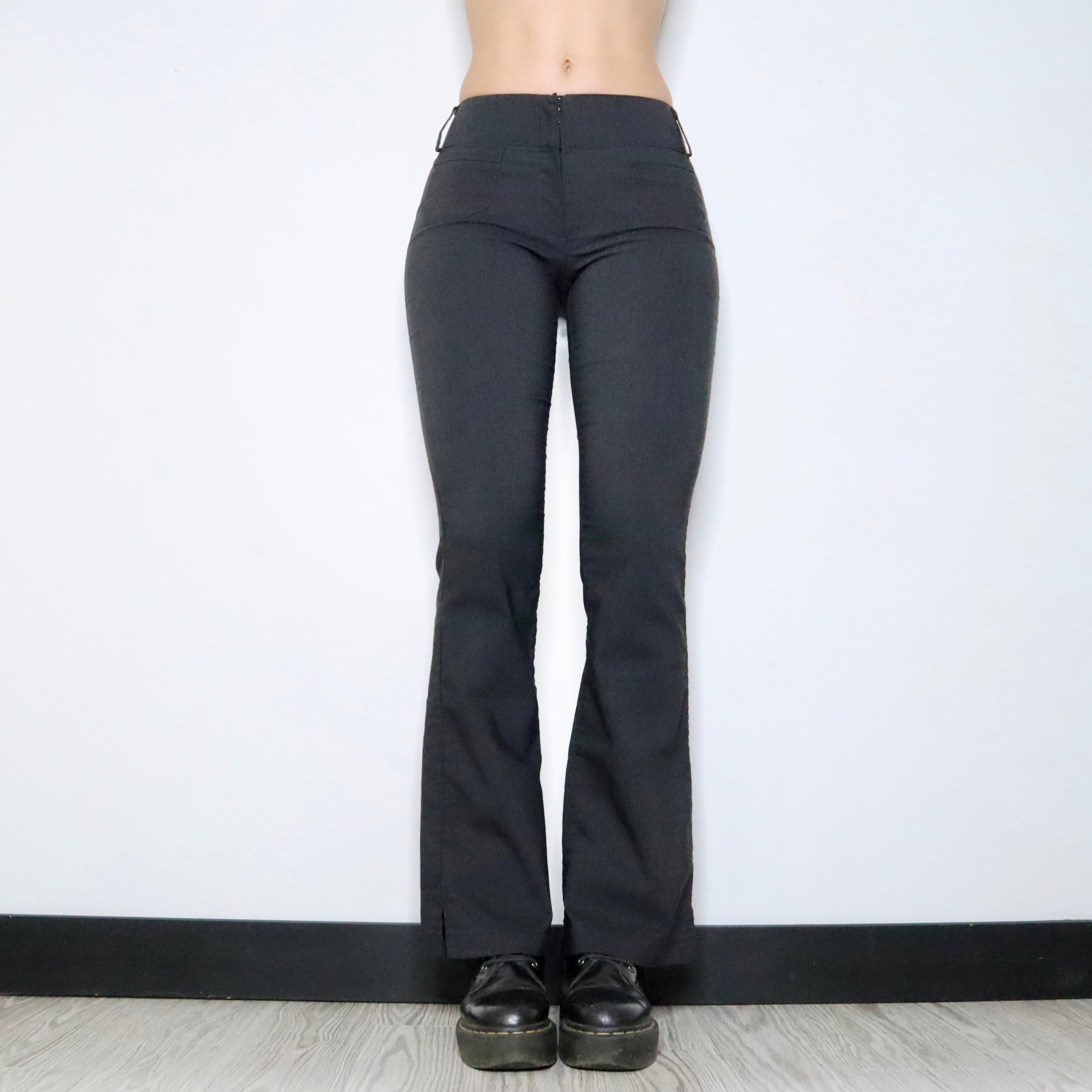 90s Dark Gray Flared Pants (S) - Imber Vintage