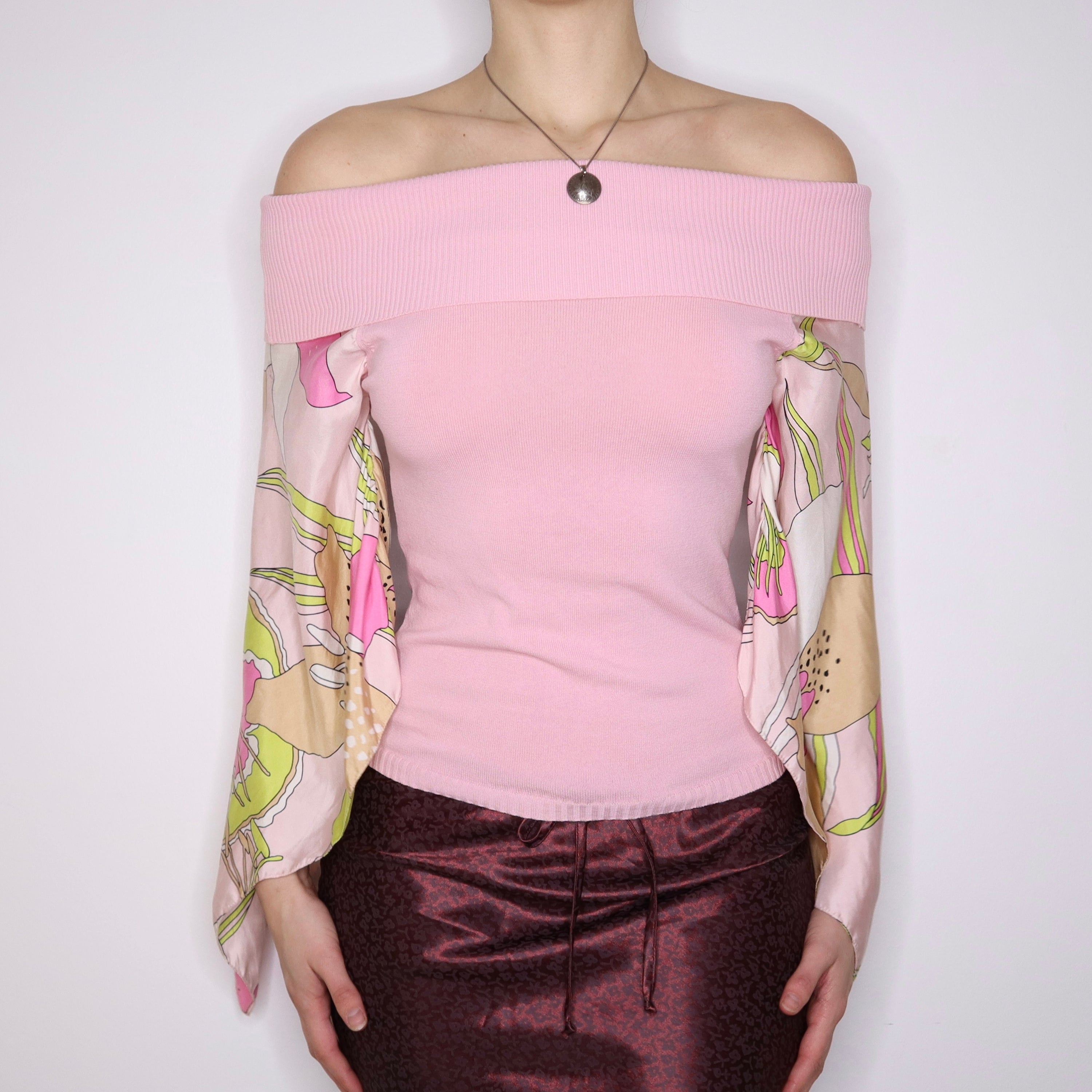 Y2K Italian Off the Shoulder Top (S) - Imber Vintage