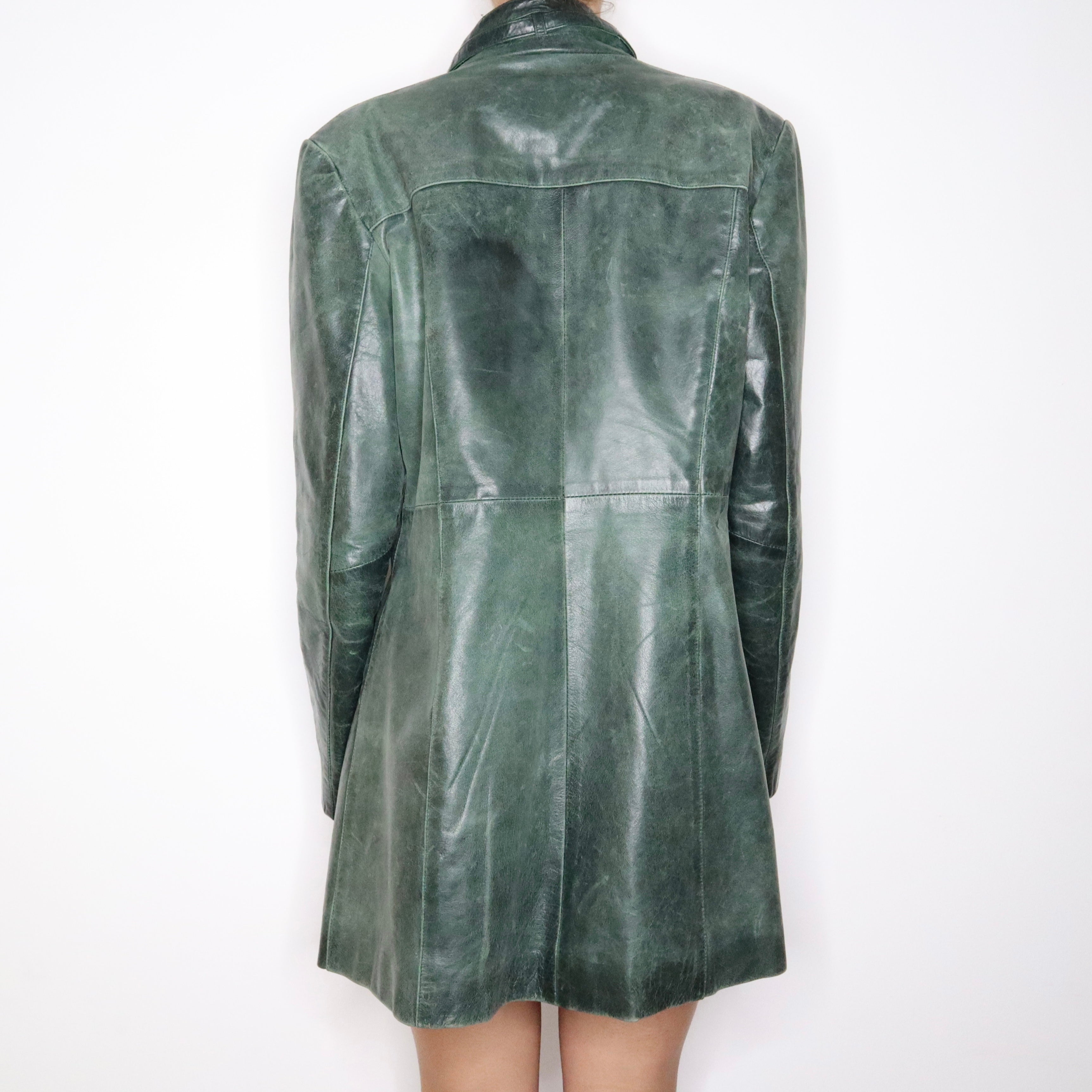 Vintage 90s Jade Patina Leather Jacket (Large) - Imber Vintage