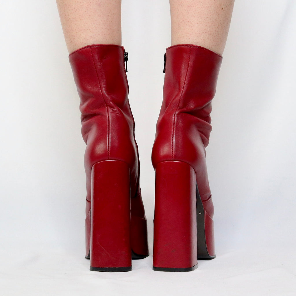 Cherry Red Platform Boots - Imber Vintage