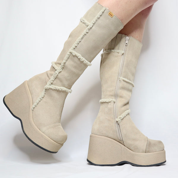 Beige Platform Boots - Imber Vintage