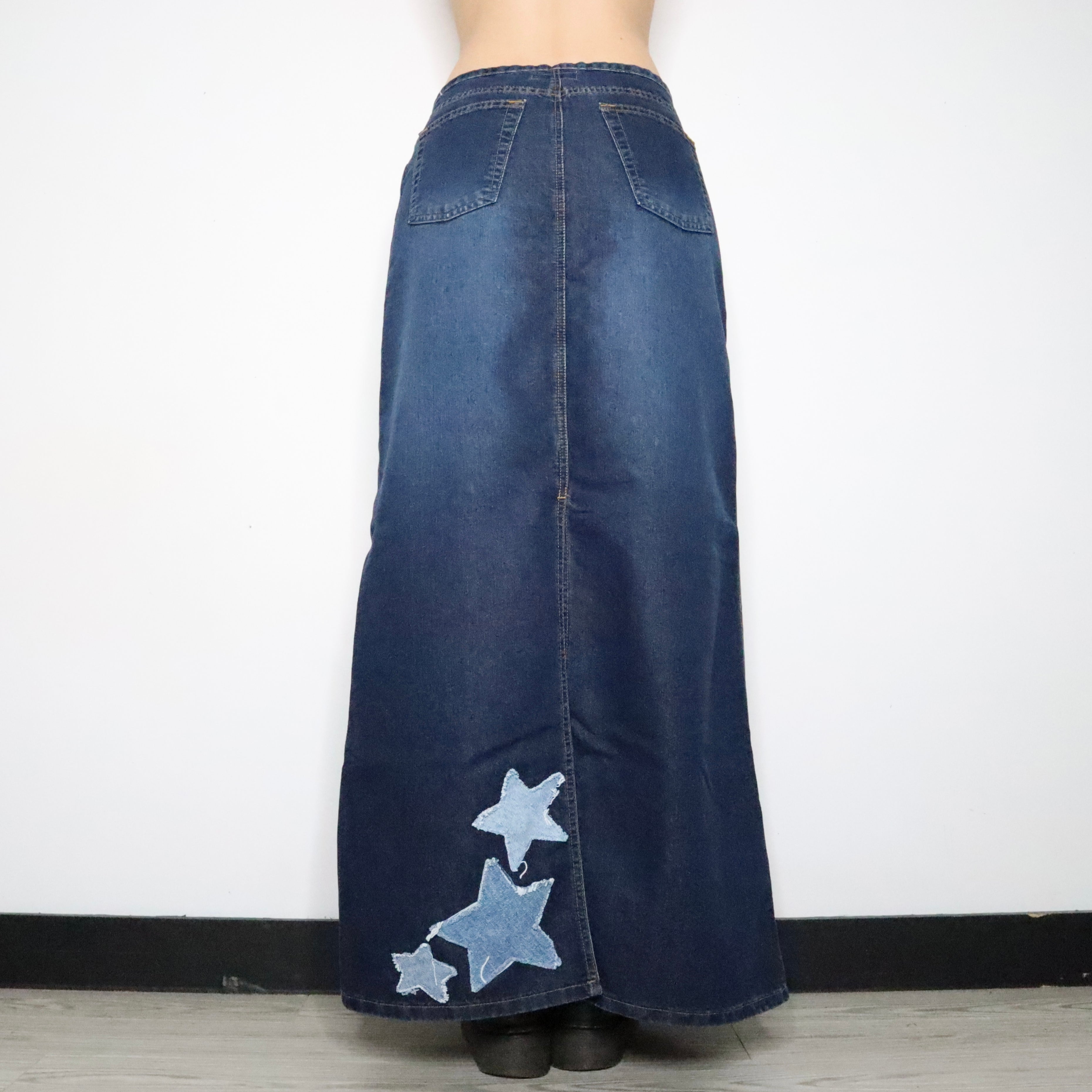 Star Denim Maxi Skirt S M Imber Vintage