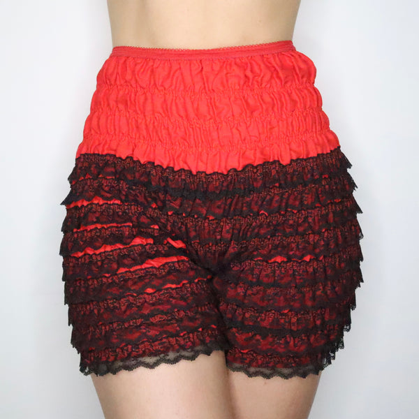 Red Ruffle Lace Bloomers (Small) - Imber Vintage