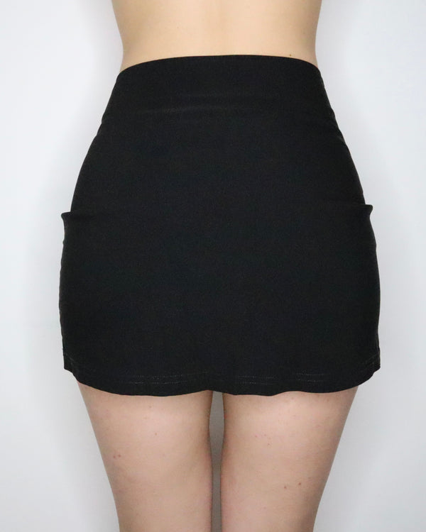 French Black Mini Skirt (Small) - Imber Vintage