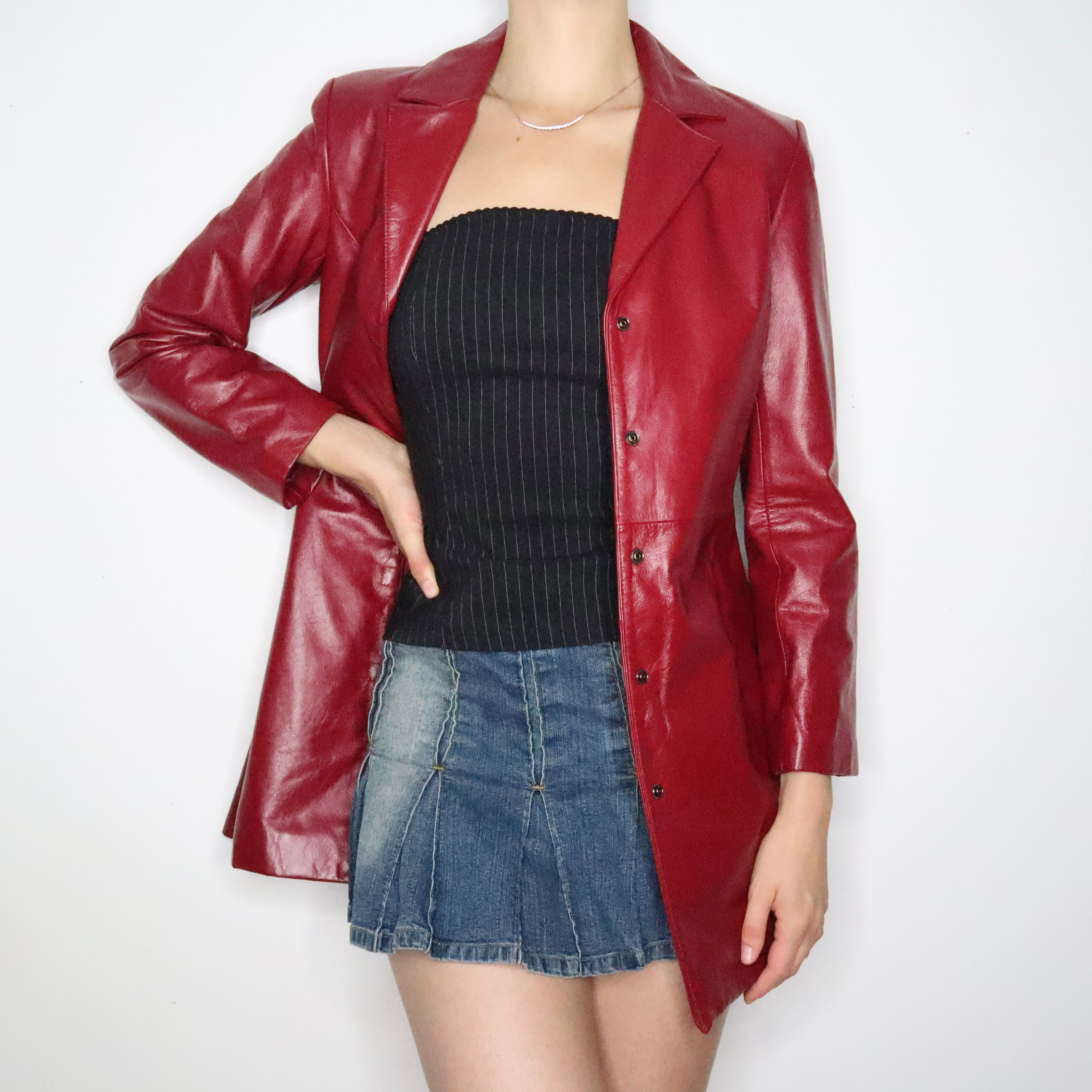 Cherry Red Leather Jacket (S-M) - Imber Vintage